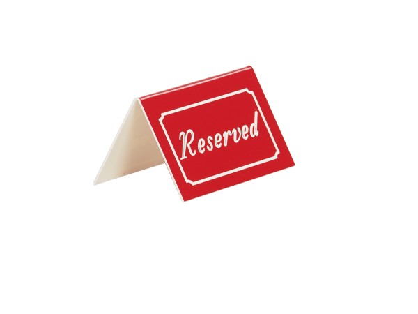 5" x 3" Red/White Double-Sided "Reserved" Tent Sign - Cal-Mil