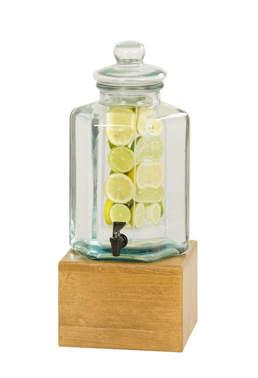 Madera 2 Gallon Vintage Glass Beverage Dispenser with Wooden Base and ...